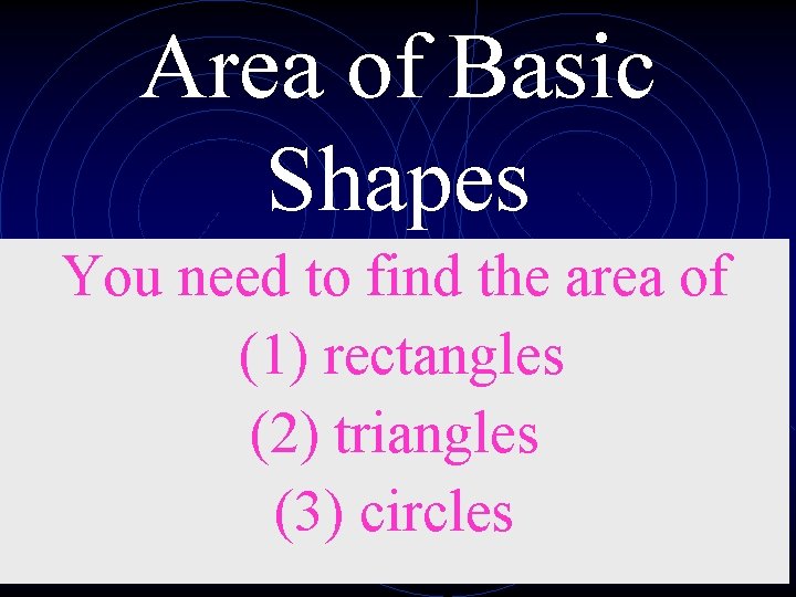Area of Basic Shapes Use a piece of