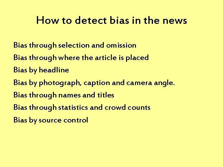 Challenging stereotypes Bias in the media Key Stage