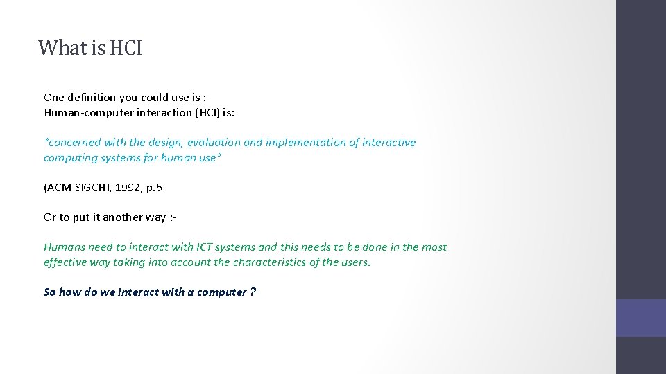 Unit 23 Human Computer Interaction HCI Brian Thorpe