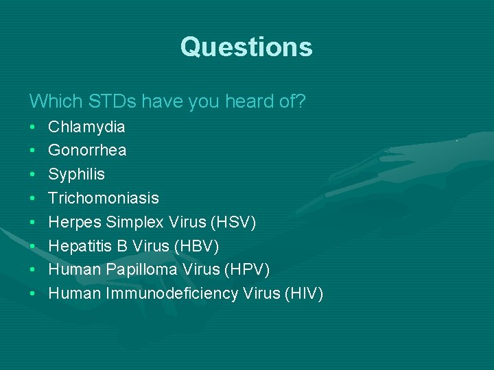 Drawing the Line Learning About Sexually Transmitted Diseases