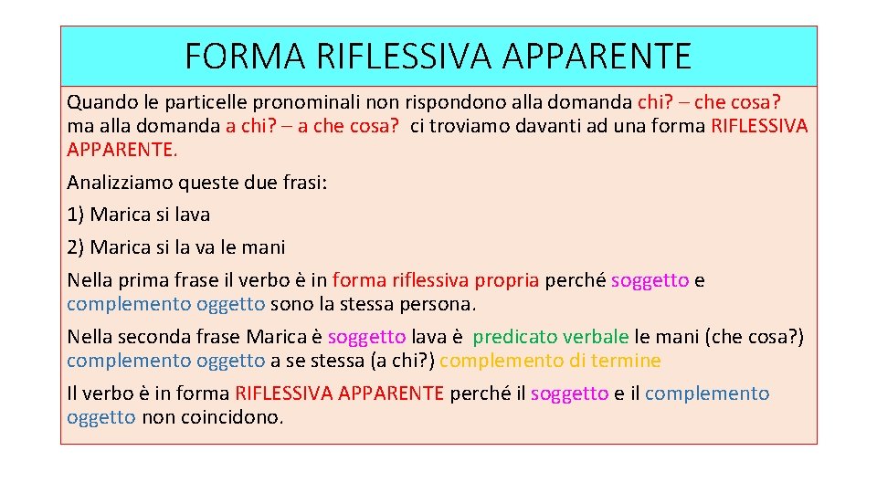 LA FORMA ATTIVA PASSIVA RIFLESSIVA DEI VERBI I