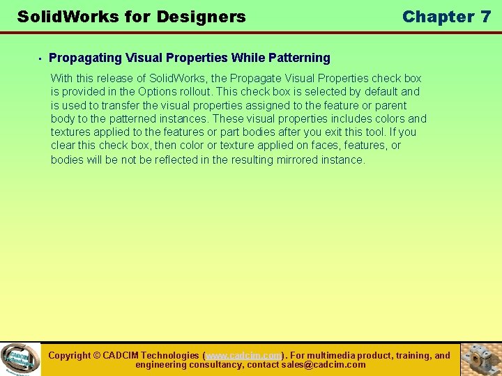 Solid Works for Designers Chapter 7 Learning Objectives