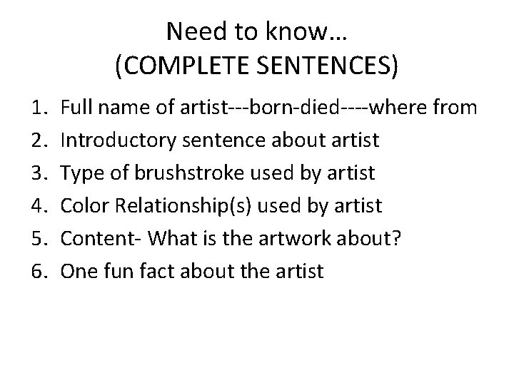 Impressionism and Post Impressionism Vocabulary 1 Landscape a