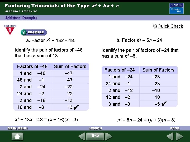 Factoring Trinomials of the Type x 2 bx