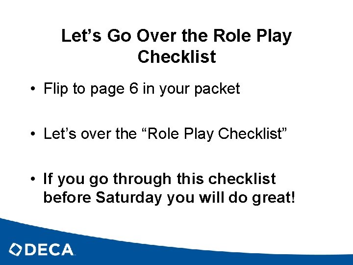 Stone Bridge DECA District Leadership Conference Prep November