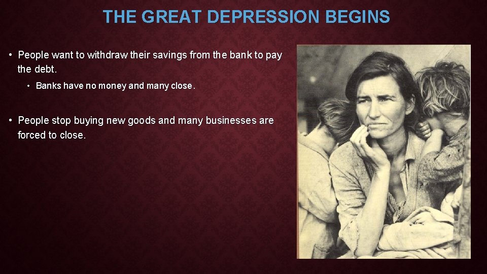THE GREAT DEPRESSION THE NEW DEAL FROM BOOM