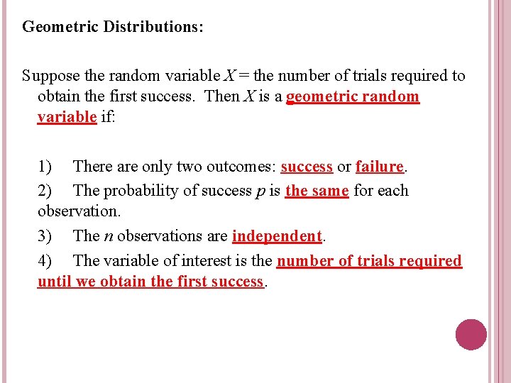 AP STATISTICS Chapter 17 Probability Models Bernoulli Trials