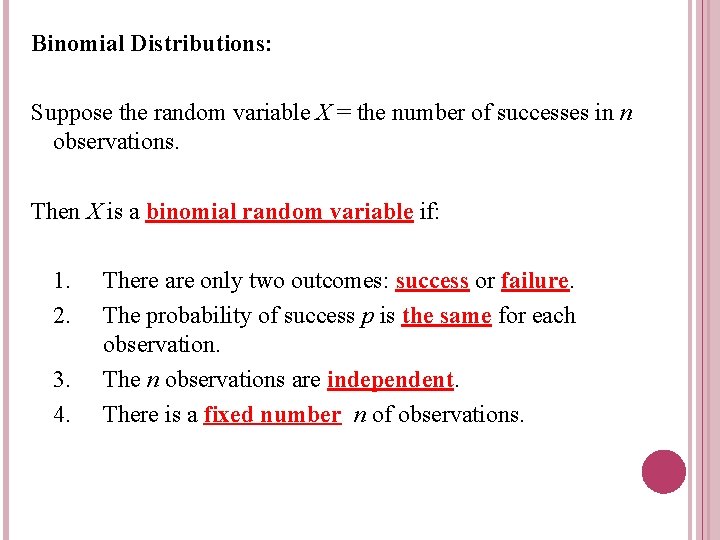 AP STATISTICS Chapter 17 Probability Models Bernoulli Trials