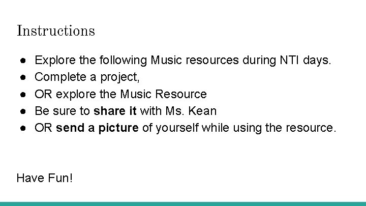 K5 NTI WEEK 4 6 Music Choice Board