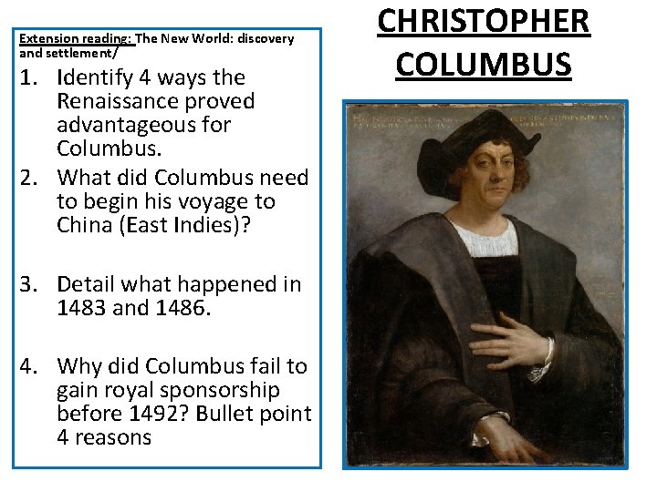 Lesson 2 Queen Isabella and Columbus Key Word