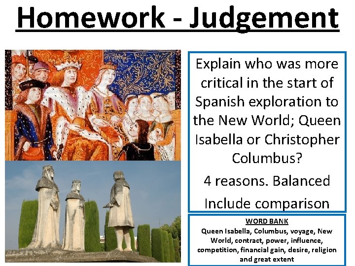 Lesson 2 Queen Isabella and Columbus Key Word