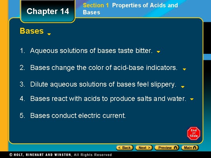 Chapter 14 Preview Lesson Starter Objectives Acids Bases