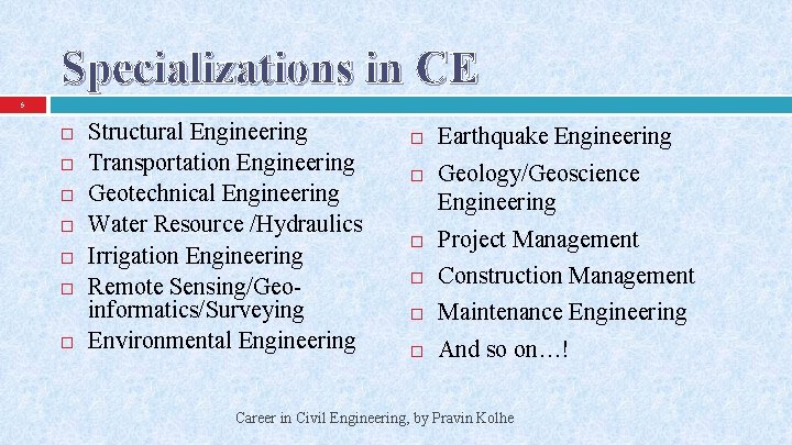Career in Civil Engineering 1 Presentation By Pravin