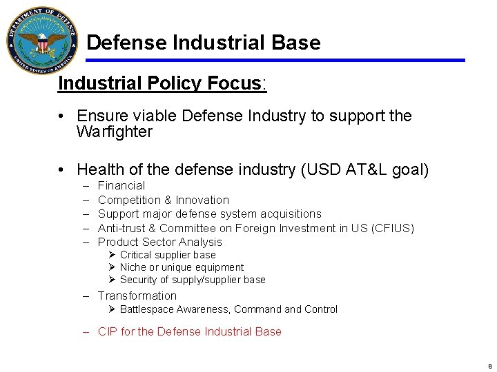 Infrastructure Security Challenges for the Defense Industrial Base