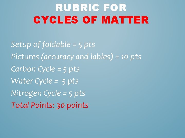 CREATE FOLDABLE FOR CYCLES OF MATTER Fold 2