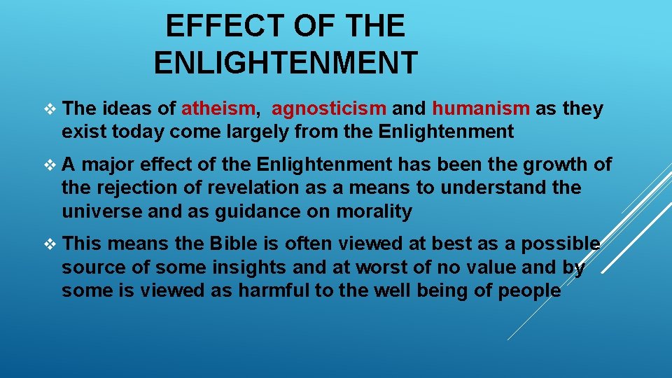 Atheism Agnosticism Humanism THE BIBLE AND DENIAL OF