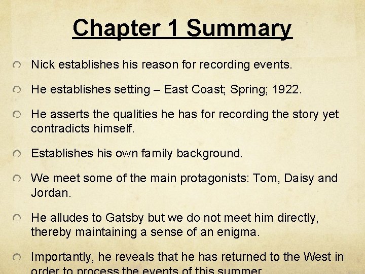 The Great Gatsby Chapter 1 and Chapter 2