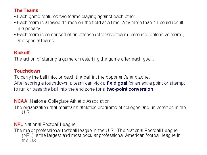 Section 2 Basics of American Football Part A