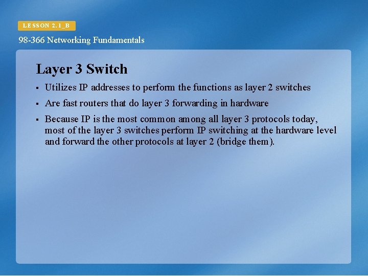 LESSON 2 1B 98 366 Networking Fundamentals Understand