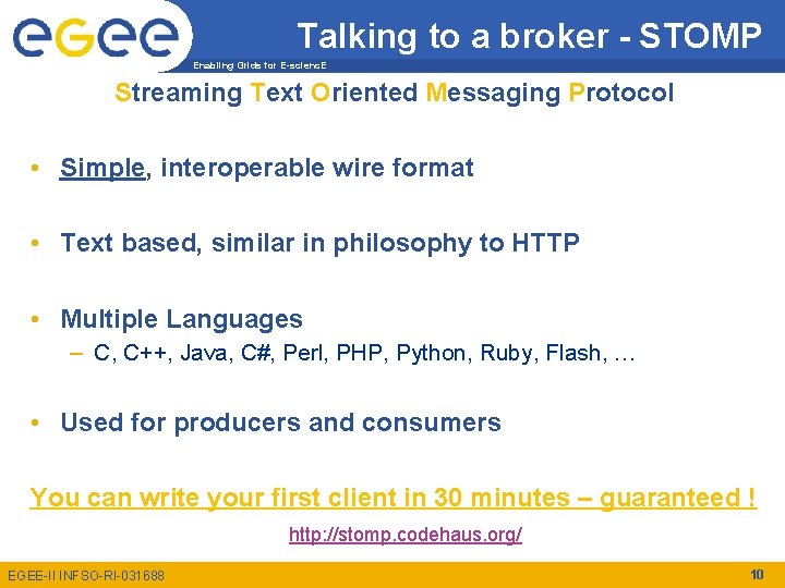 Enabling Grids for Escienc E MSG A messaging