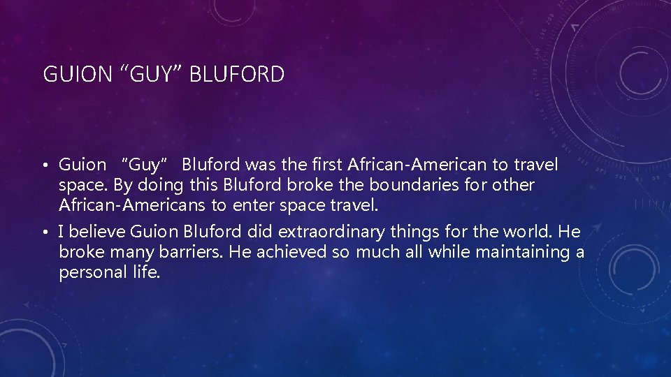 GUION GUY BLUFORD DANDRE GUION BLUFORD Guion Bluford