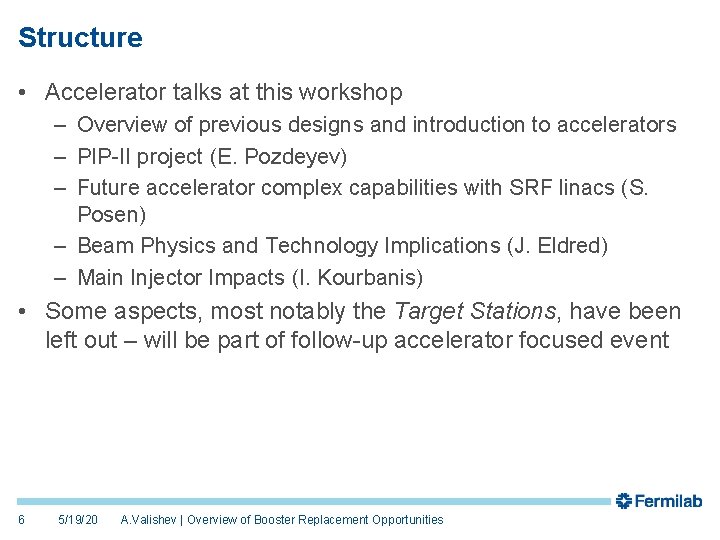 Overview of Booster Replacement Options A Valishev with
