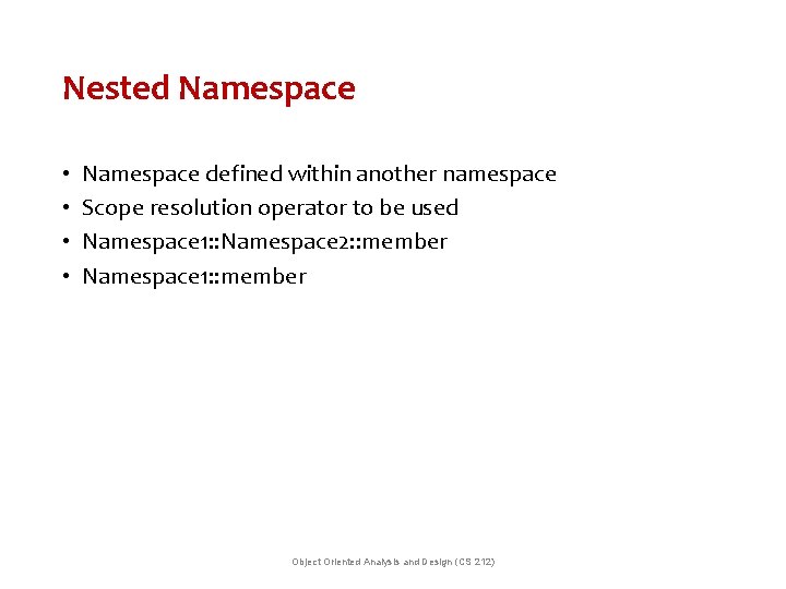 Cs 212 Object Oriented Analysis And Design Namespace 6616
