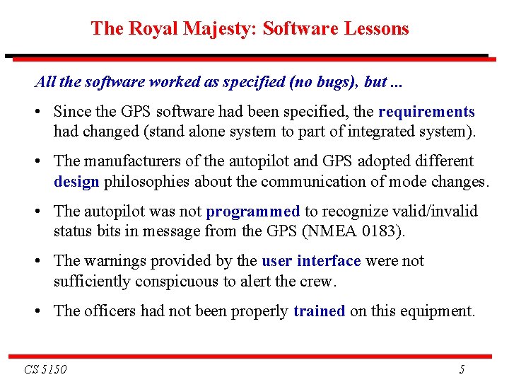 CS 5150 Software Engineering Lecture 20 Reliability 1