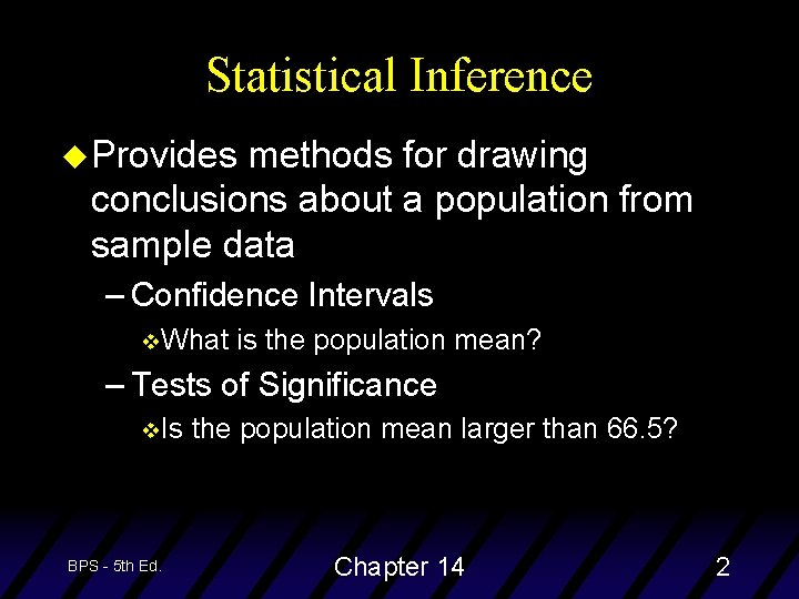 Chapters 14 and 15 Introduction to Inference BPS