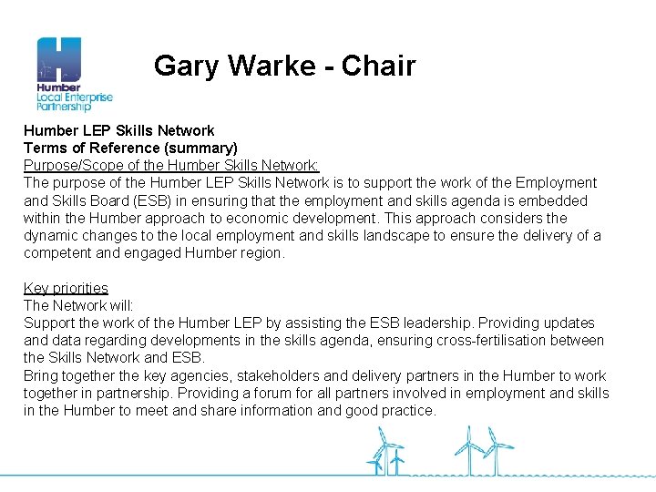 Humber LEP Skills Network Gary Warke Chair Humber