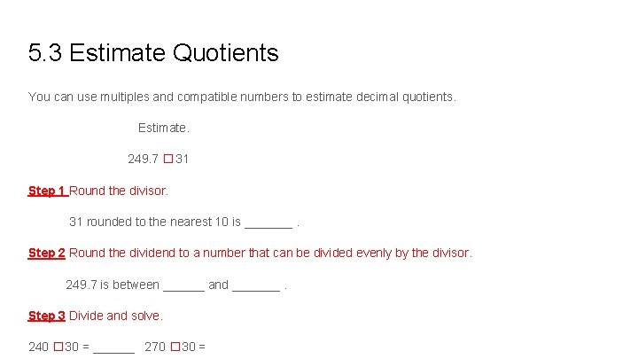 Chapter 5 Divide Decimals Standards MAFS 5 NBT