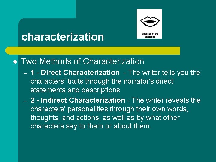 Vocabulary Book III Unit 1 Short Story Characterization