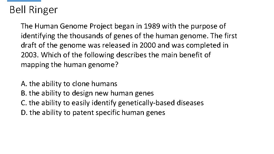 Mendelian Genetics Part 1 Lesson Number 2 Bell