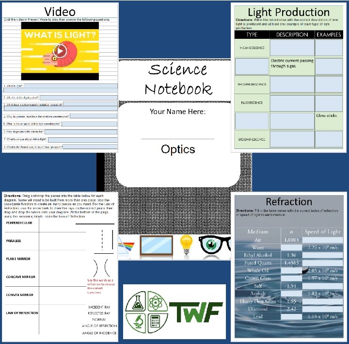Optics Digital Interactive Notebook Chapter 1 Light Chapter