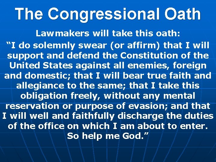 New Congress to be sworn in On Thursday