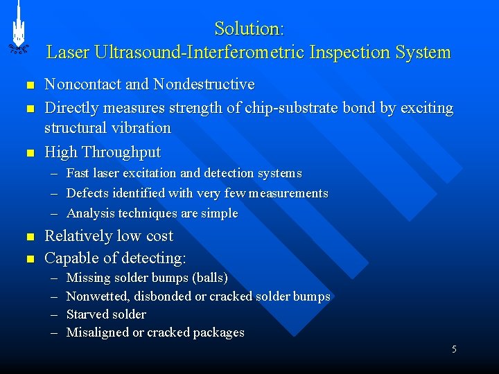 Laser Characterization System for Solder JointBump Interconnects Research
