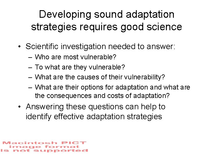 Advancing Science and Building Capacity to Support Adaptation