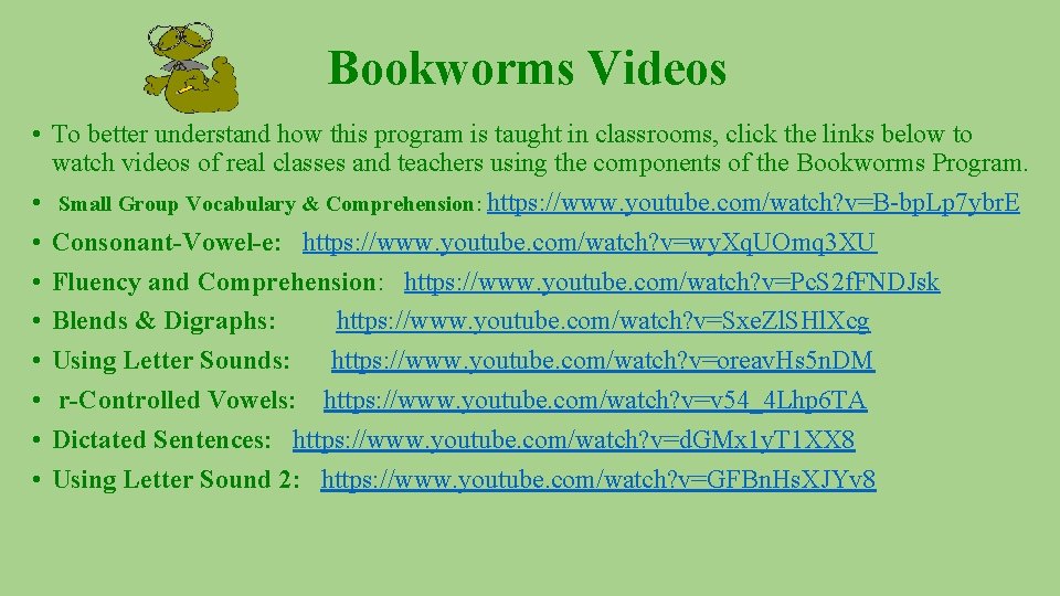 Bookworms Reading Program Writtenresearched by Dr Michael Mc