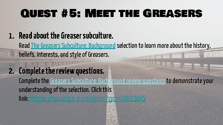 The Outsiders Building Background Knowledge A webquest of