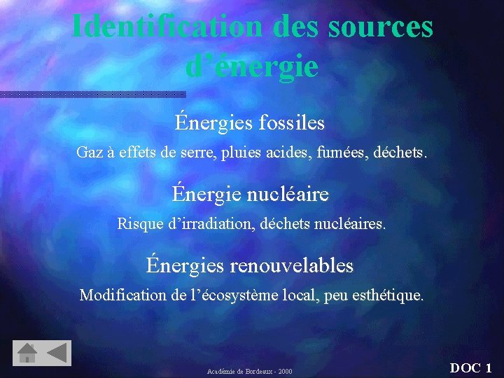 Les besoins nergtiques Identification des sources dnergie Ordre