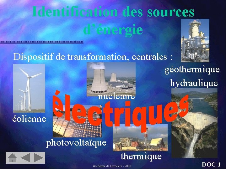 Les besoins nergtiques Identification des sources dnergie Ordre
