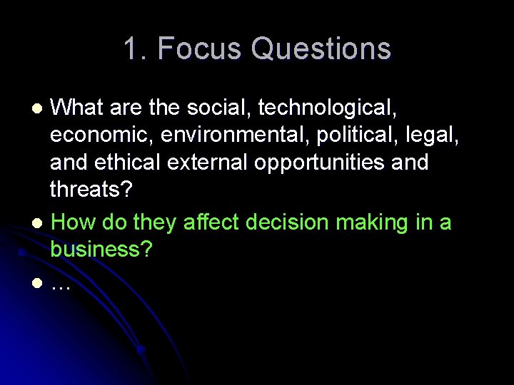 IB Business and Management Unit 1 5 PEST