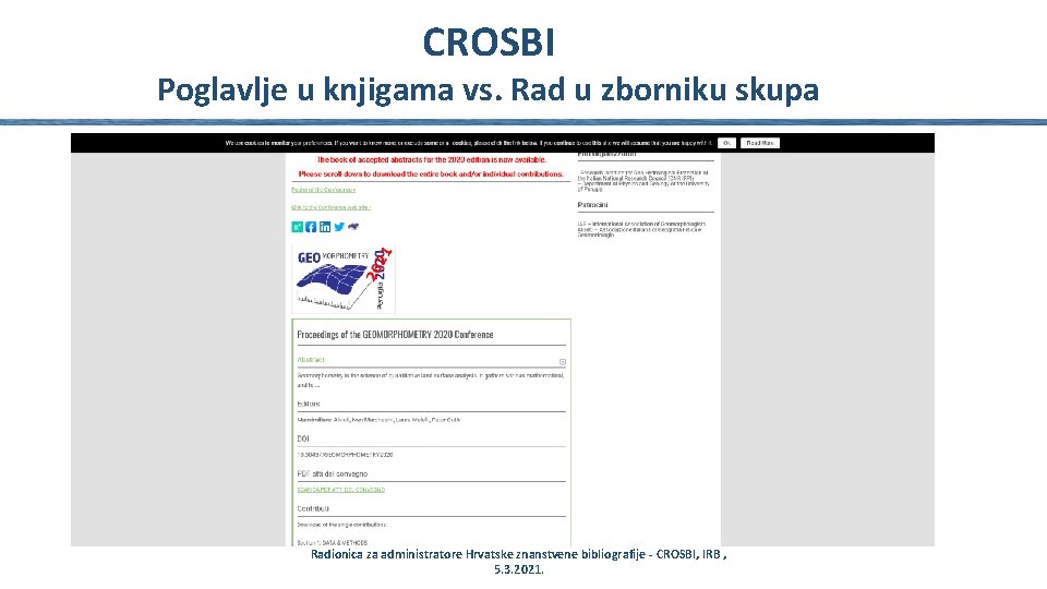 RADIONICA za administratore Hrvatske znanstvene bibliografije CROSBI Konjevi