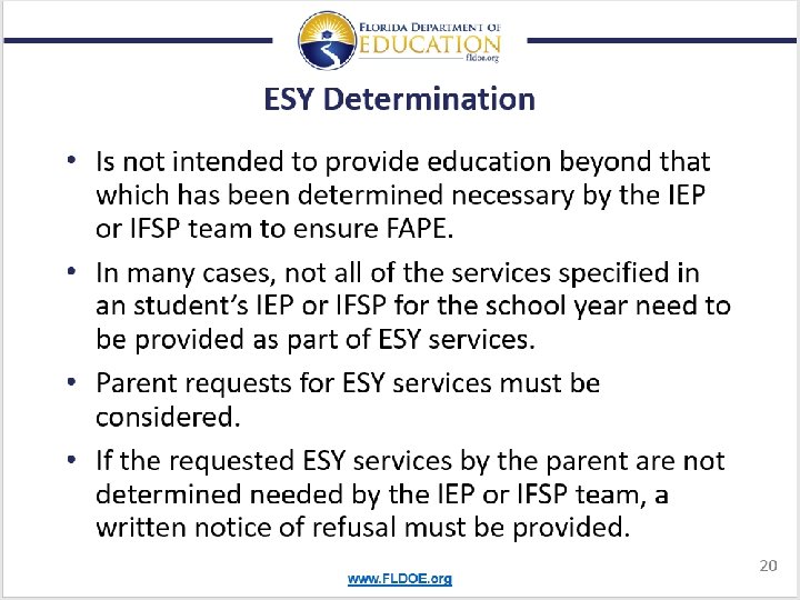 Extended School Year Services for Students with Disabilities
