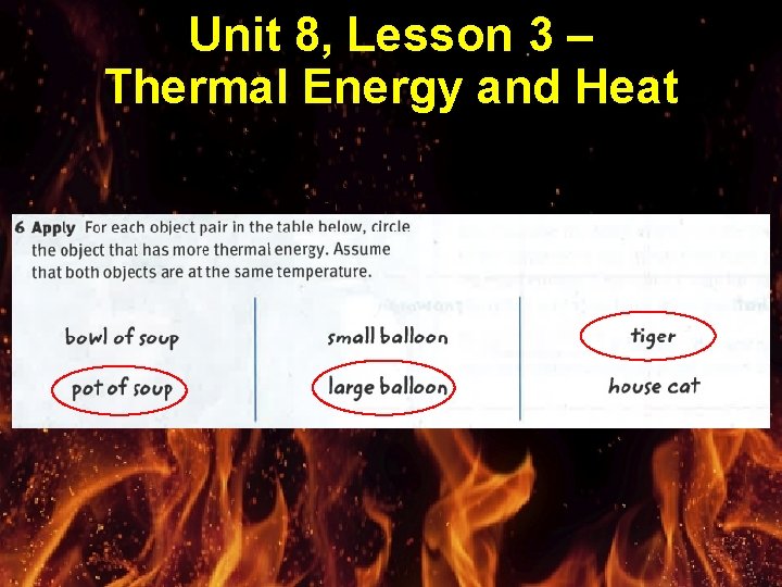 Learning Objectives I can differentiate between thermal energy