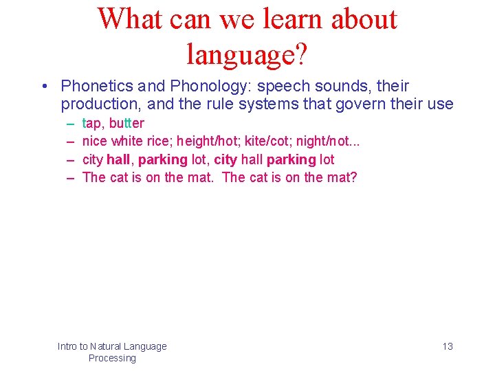 Introduction to Natural Language Processing Lecture 1 September