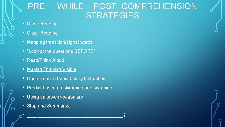 TEACHING Reading Comprehension A Beautiful and Neglected Mess