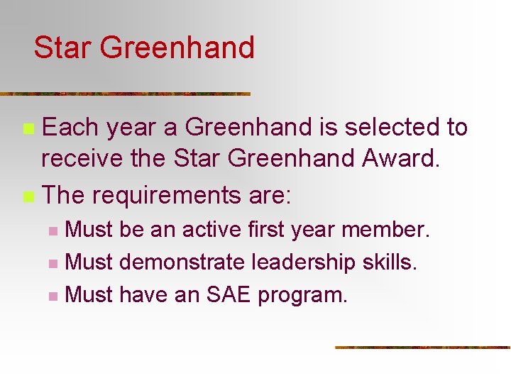 Objective 1 Explain the four FFA Degree areas