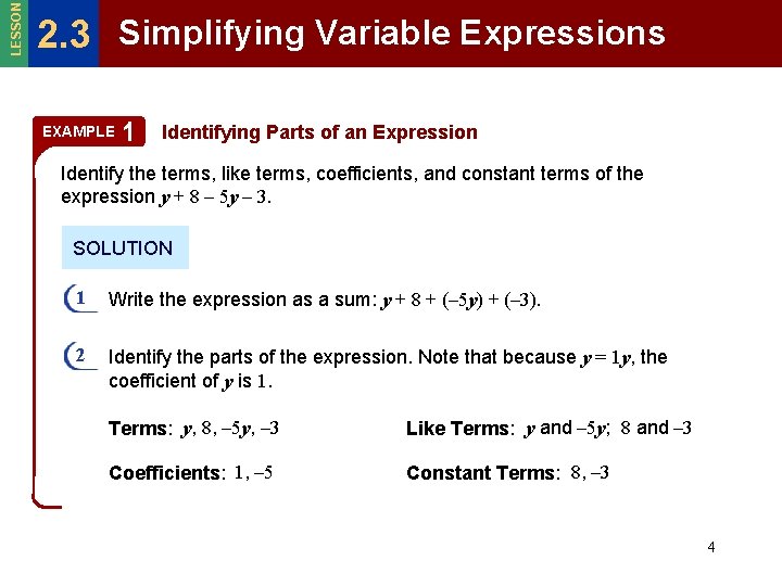 LESSON 2 3 Simplifying Variable Expressions Fitness You
