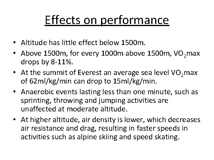Learning Objectives 1 To Understand How Altitude Affects